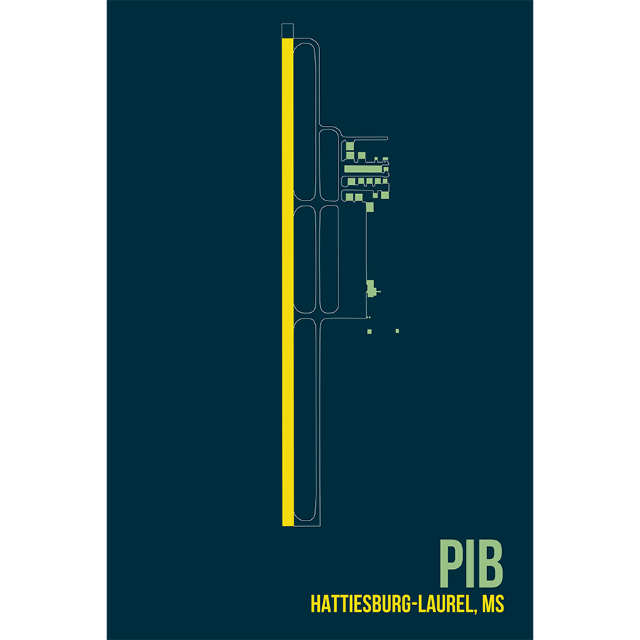 PIB | HATTIESBURG-LAUREL Airport Print – Modern Art by 08 Left